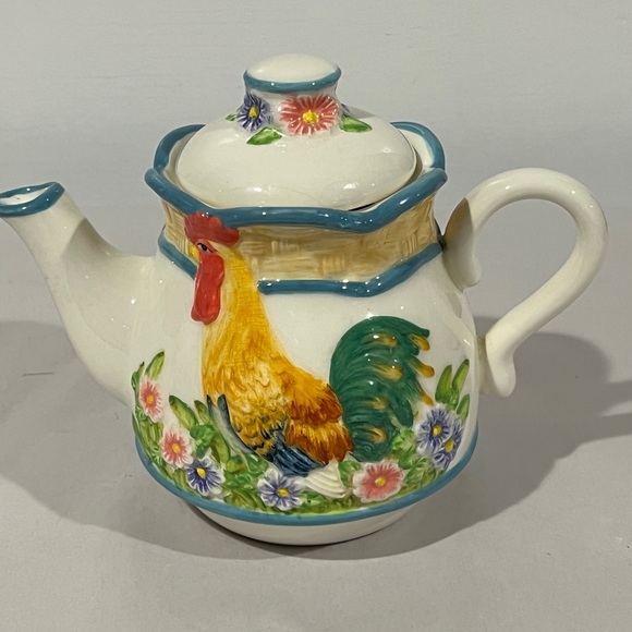 GANZ | Kitchen | Vintage Bella Casa By Ganz Ceramic Teapot Basket Weave ...